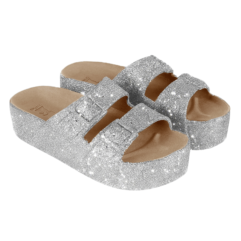 Sandale compensée à paillette - CAIPIRINHA GLITTER CAMEL MULTICO | Cacatoès