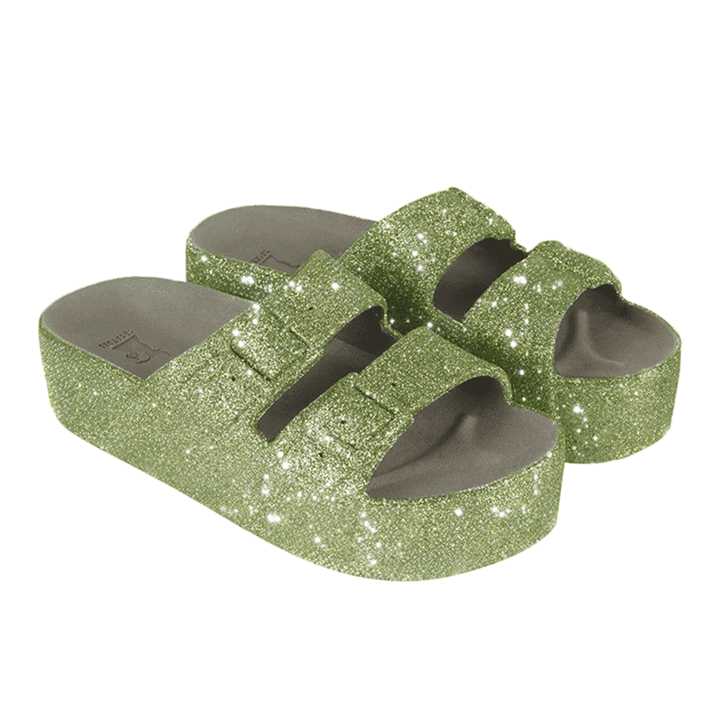 Sandale compensée à paillette - CAIPIRINHA GLITTER DARK KAKI | Cacatoès